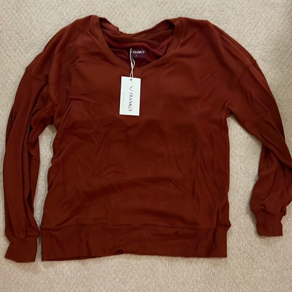 Frankly | Sweaters | Frankly Burnt Red Sweater With Built In Bra | Poshmark